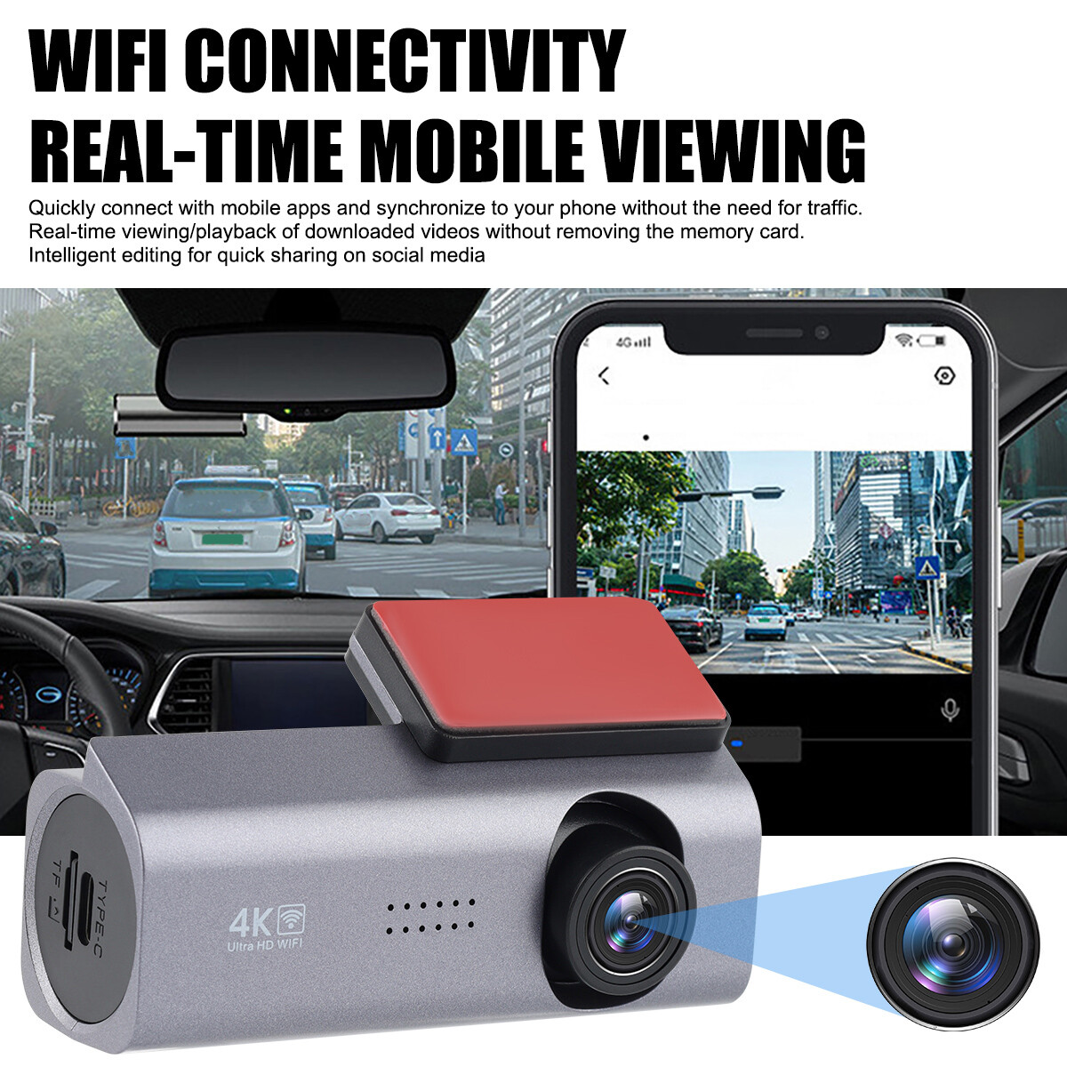 HD 4K Car Wifi Dash Cam DVR G-Sensor Night Vision Driving Video ...