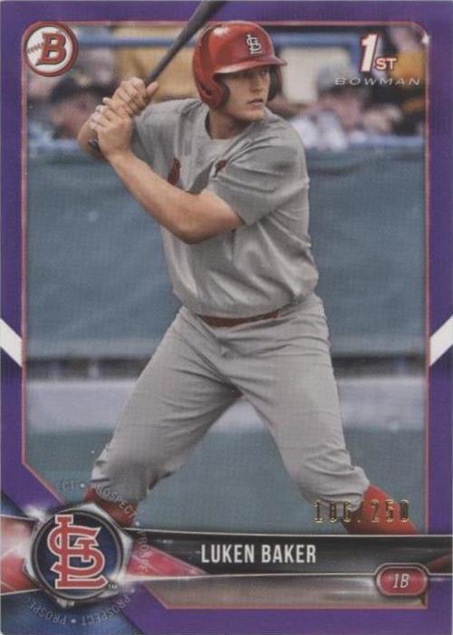 2018 Bowman Draft - Luken Baker #BD-109 Purple /250 (RC) for sale ...