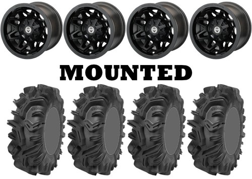 Kit 4 Sedona Mudder Inlaw Tires 32x10-14 on Moose 416X Matte Black ...
