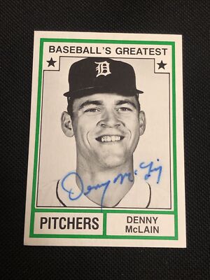 DENNY McLAIN 1982 TCMA BASEBALL’S GREATEST PITCHERS SIGNED AUTOGRAPHED ...