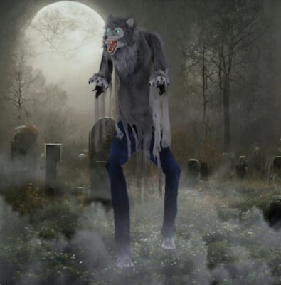 Animated 7 FT Werewolf Halloween Prop Haunted House Animatronic Wolf | eBay