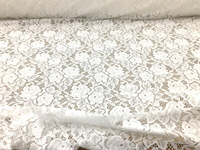 Embroidered Stretch Lace Apparel Fabric Sheer Rose Floral White FF512 ...