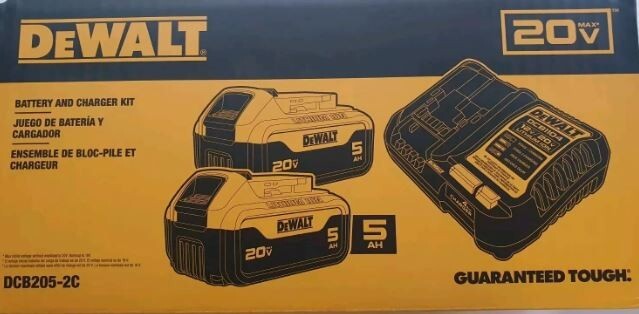 DEWALT DCB205-2C 20V 5AH 2-Pack Lithium-Ion Battery and Charger Kit NEW ...