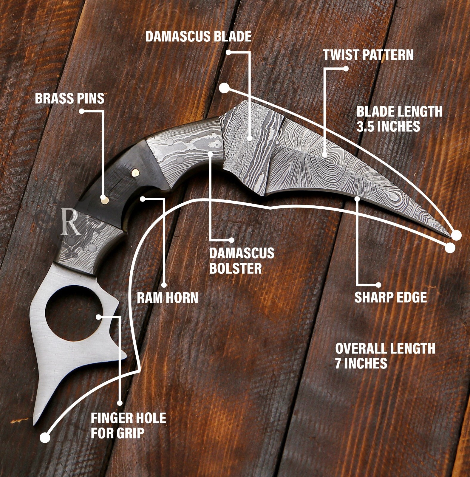 Damascus Karambit Knife Custom Made Hand Forged Damascus Steel Hunting Knife RK2 | eBay