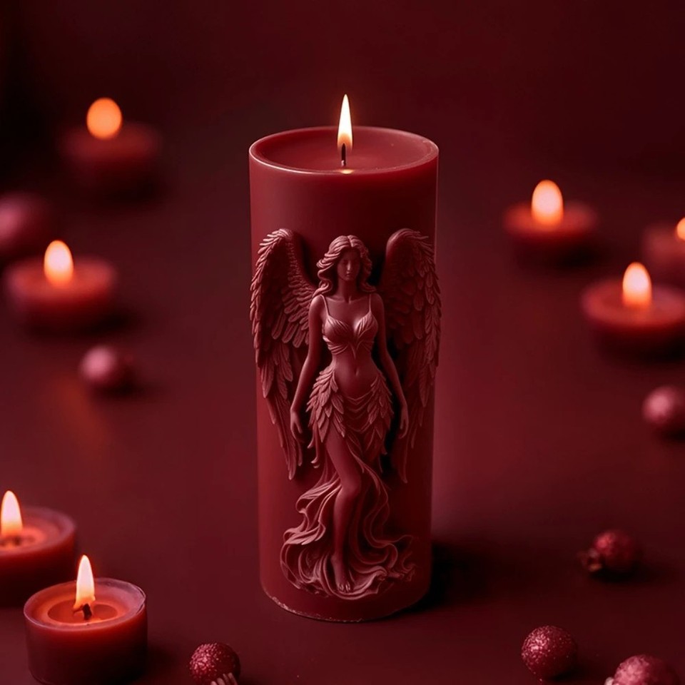 Gothic Angel Candle Silicone Mold Winged Angels Halloween Candles ...