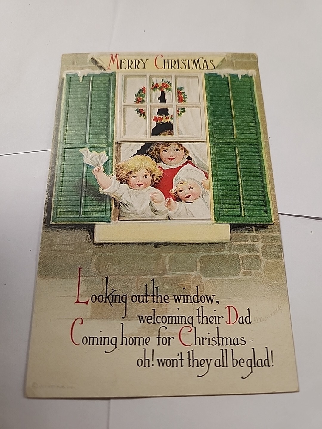 Clapsaddle New Years Greetings Looking out window 1917 [304] | eBay