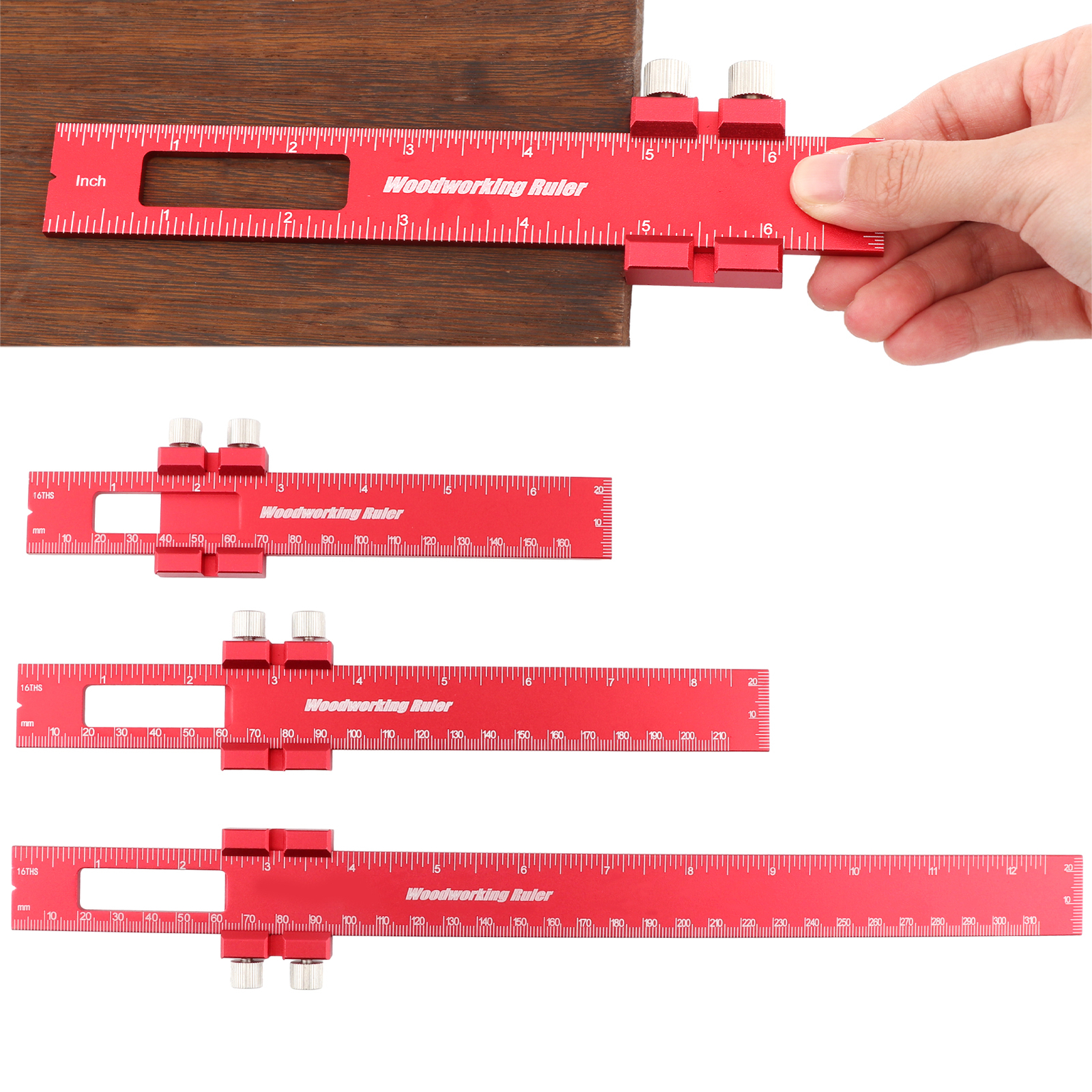 3pcs Accurate Woodworking Ruler Aluminum Alloy DIY Inch Metric T Square ...