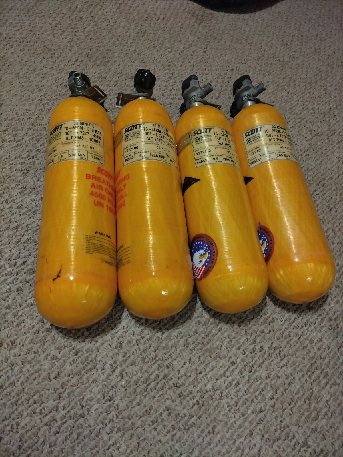 SCOTT 30 Minute 4500 Psi SCBA Air Pak Tank CGA 347 Valve PAINTBALL AIR ...