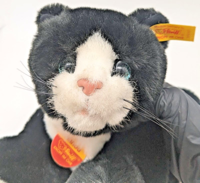 steiff 074707 - Minou Katze 28cm Webpelz s/w bauchliegend super süß ...