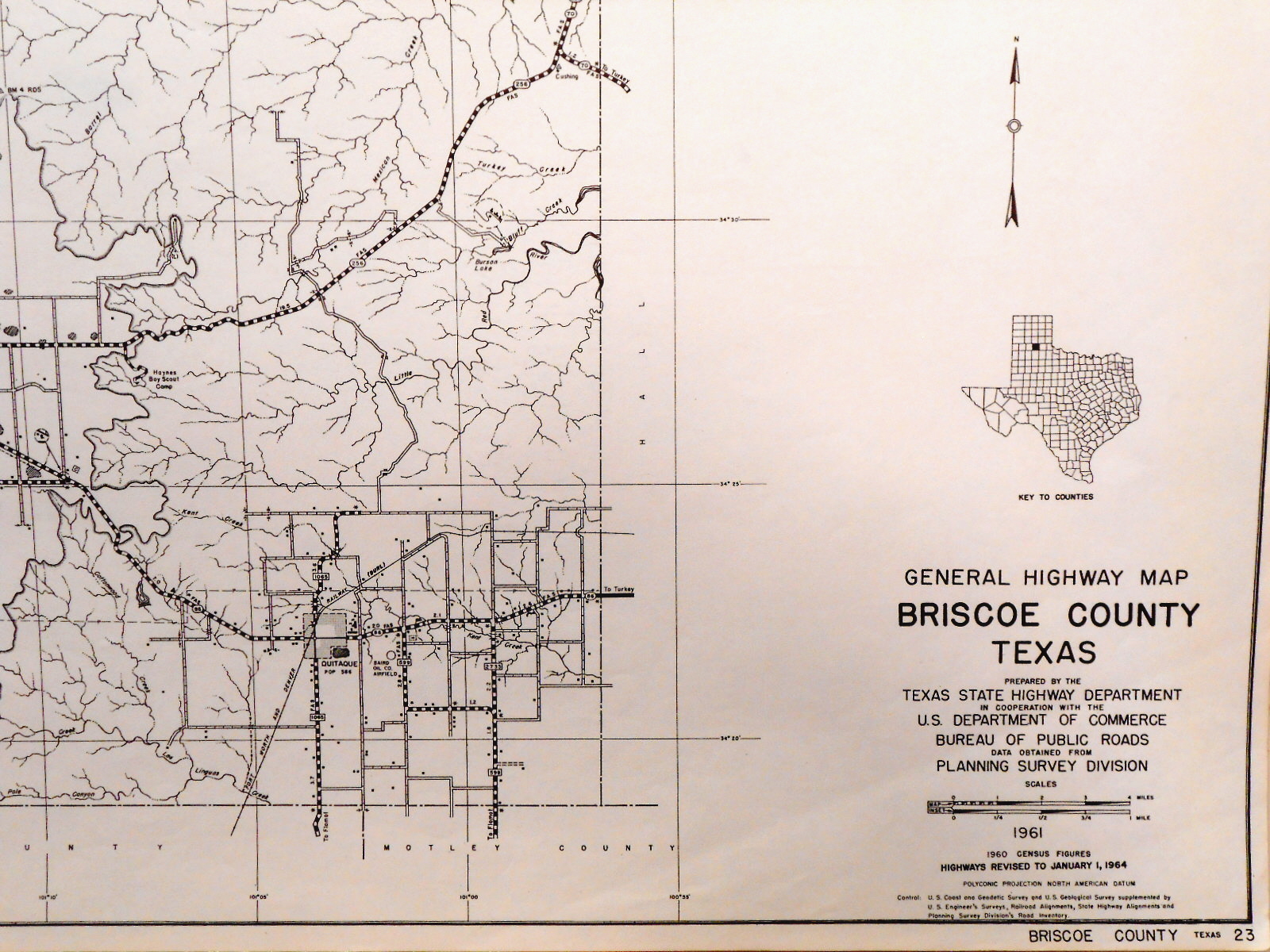 Old Original Briscoe County Texas Highway Dept Map 1961 Silverton Whiteley RT256 | eBay