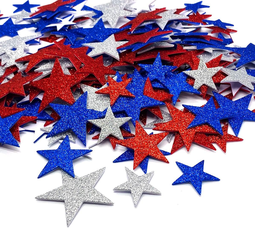200 Pcs Glitter Star Stickers Patriotic Decoration Self Adhesive Star ...