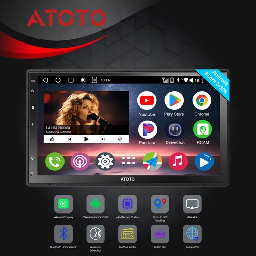 ATOTO 7" Touch Screen Car Stereo Double DIN Android Head Unit Bluetooth ...