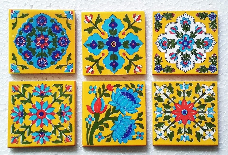Decorative Handmade Traditional 2 x 2 inch Ceramic Tiles Multicolor ...