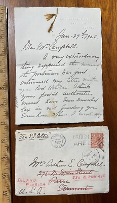 1926 letter cover British Florida SS Celtic late letter Shattuck ...