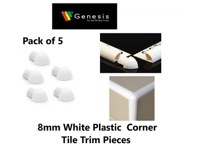 5 Pack White Genesis Corner Tile Trim Pieces 8 mm Plastic External ...