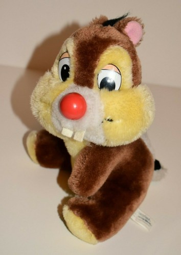 Vintage Disneyland Disney World Chip Dale Chipmunk Plush Stuffed 9” Red ...