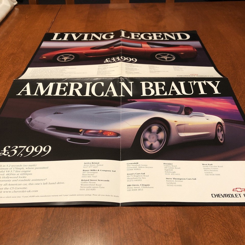 1998 1999 2000 2001 2002 2003 2004 C5 Corvette UK Edition Poster Good ...