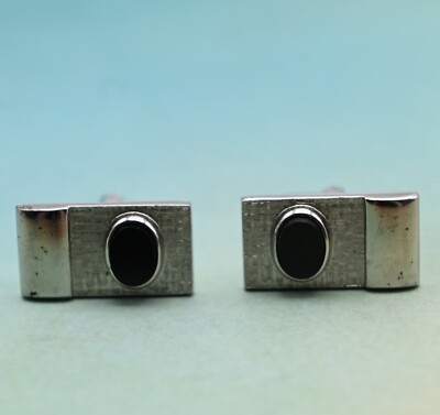 Vintage Sarah Coventry Genuine Onyx Silver Plated Rectangular Cuff Links | eBay