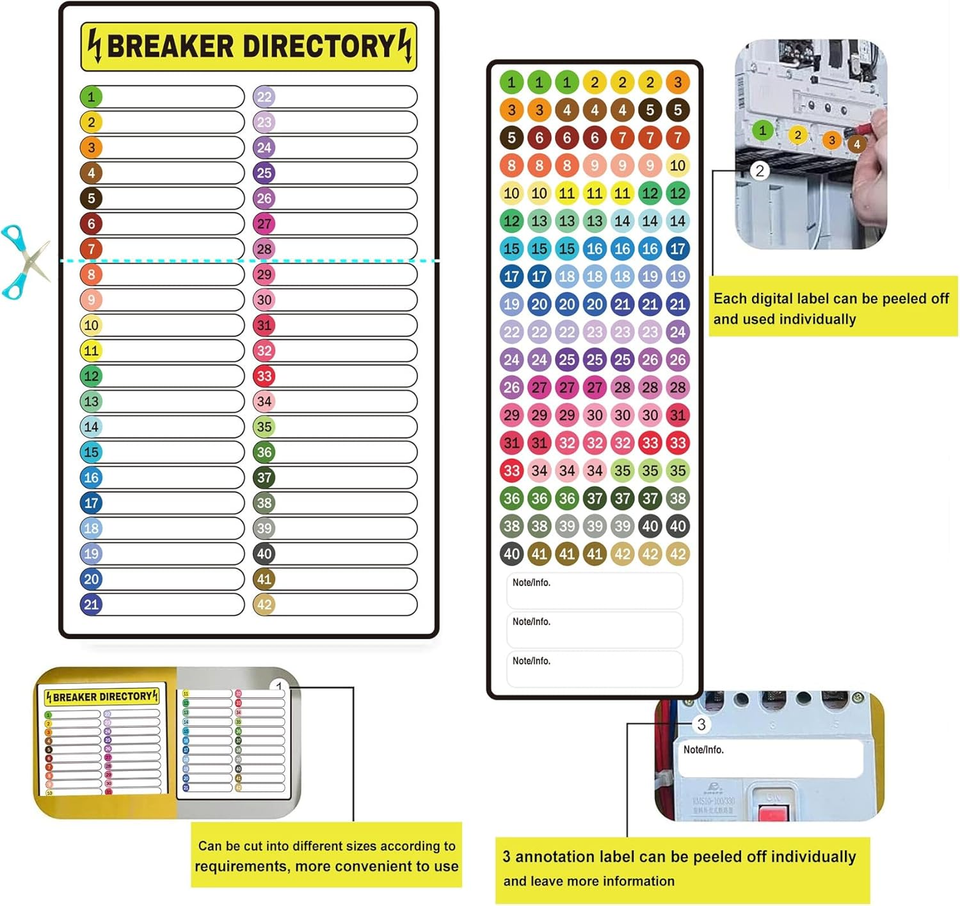 Breaker Panel Labels Circuit Breaker Labels 9 Pcs Circuit Breaker ...