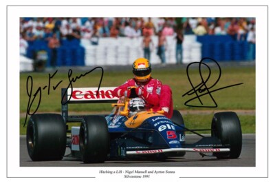 NIGEL MANSELL & AYRTON SENNA SIGNED PHOTO PRINT AUTOGRAPH FORMULA ONE ...