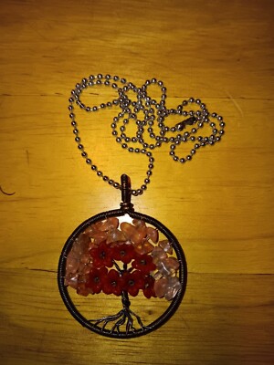 Cherry Quartz Tree of Life Pendent Crystal Gemstone Natural Stone ...