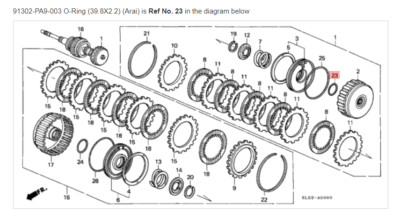 HONDA ACURA GENUINE OEM NSX O-Ring (39.8X2.2) (Arai) AT Clutch ☆ 91302 ...