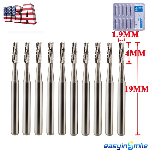 10Pcs Dental Surgical FG 557 Burs Cross Cut high speed Carbide Burs 557 ...
