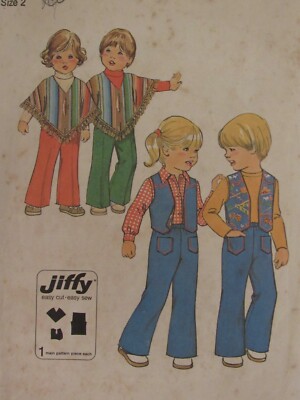 Sweet VTG 76 SIMPLICITY 7629 Toddlers Poncho Pants & Reversible Vest ...