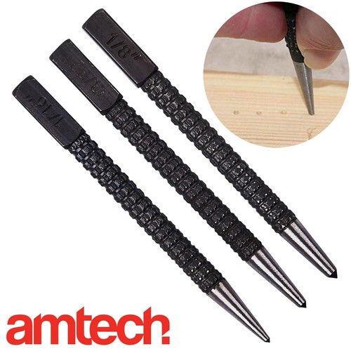 3Pc BLACK CENTRE PUNCH SET 4" Drilling Scribe Metal Tools Square ...