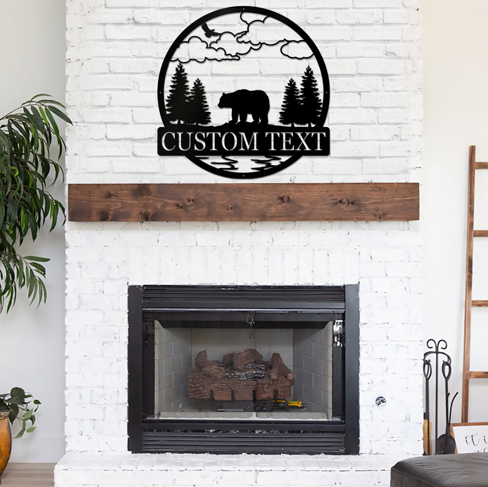 Personalized Bear Metal Signs, Custom Rustic Cabin Bear Sign Outdoor ...