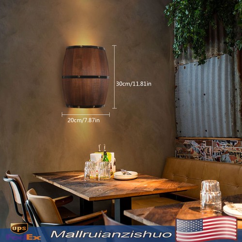 Wall Lamp Wood Country Wine Barrel Wall Lights Sconce Up Down Lighting ...