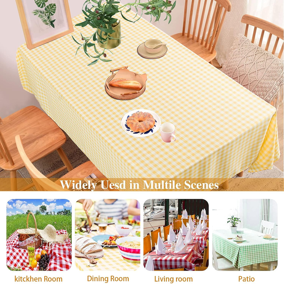 Yellow Checkered Tablecloth Rectangle 56X84In Checked Table Clothes for ...