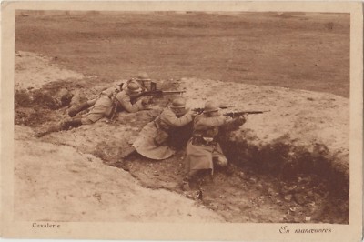 FRENCH SOLDIERS Fox Hole Machine Guns Cavalry Adrian Shooting Vintage ...