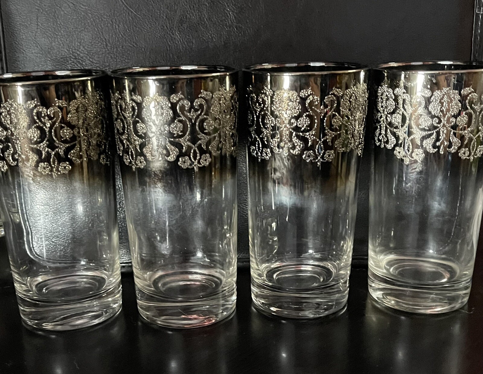 Vintage Glassware Queens Lusterware MCM 5.5" Highball Glasses Silver ...
