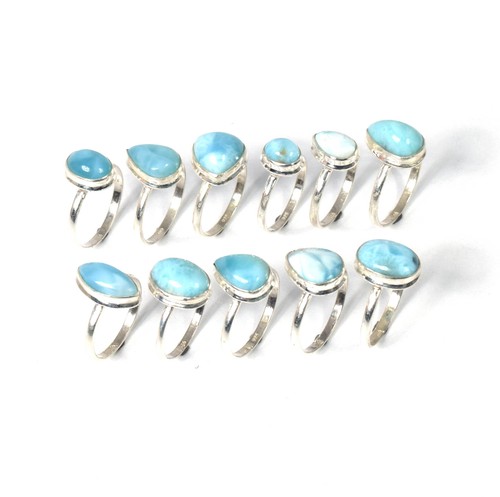 Wholesale 11pc 925 Solid Sterling Silver Blue Larimar Ring Lot a070 | eBay
