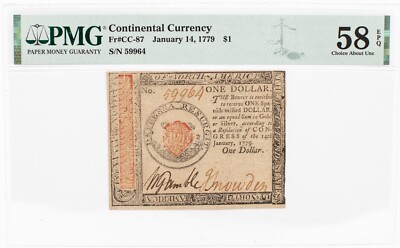 Fr. CC-87, January 14, 1779 , $1 Continental Currency, PMG 58EPQ | eBay