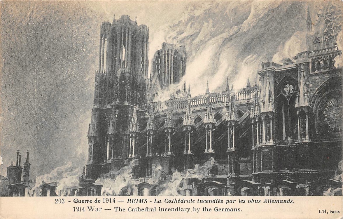 Reims - The Cathedral Burned By German Shells - War Of 1914 | eBay