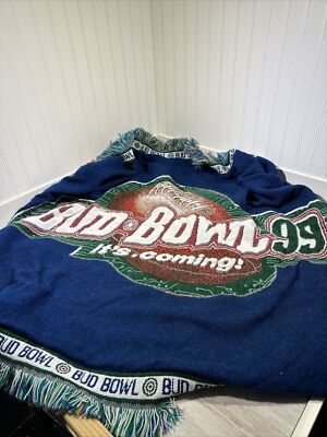 Vintage Budweiser Bud Bowl '99 Afghan / Blanket USED / Rare Item | eBay