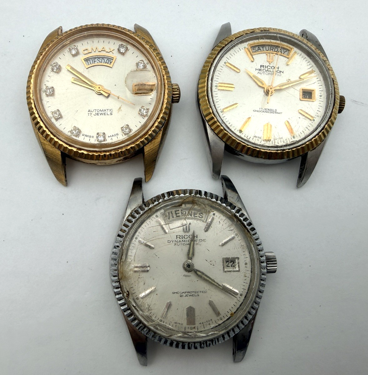 1980's LOT OF 3 WATCHES RICOH MEDALION , RICOH DYNAMIC WIDE QMAX DAY ...