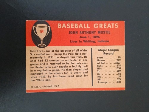 1961 FLEER #64 JOHNNY MOSTIL Free Shipping | eBay
