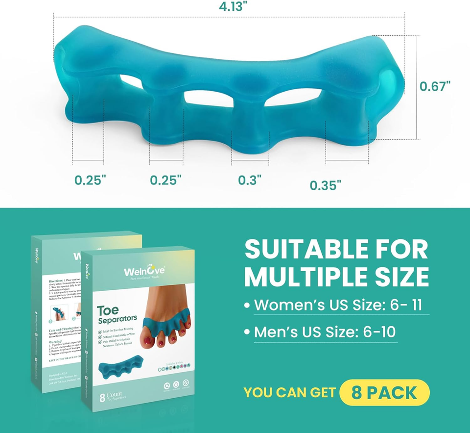 Silicone Toe Separators for Correct Bunion - 8 Pack Toe Spacers for ...