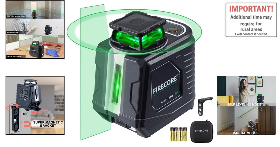 Precision Green 360° Cross Line Laser Level - Lightweight Design & Easy ...