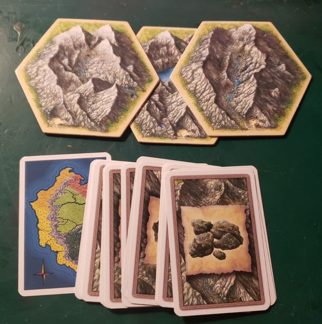 Settlers of Catan Replacement Pieces 19 Stone cards & 3 Tiles as shown ...
