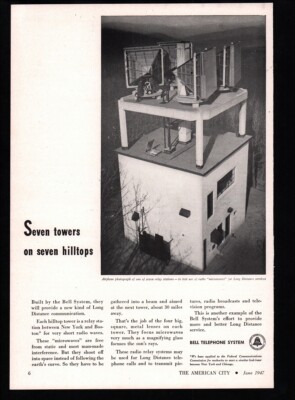 1947 Bell Telephone ad Relay station radio microwaves Vintage magazine ...