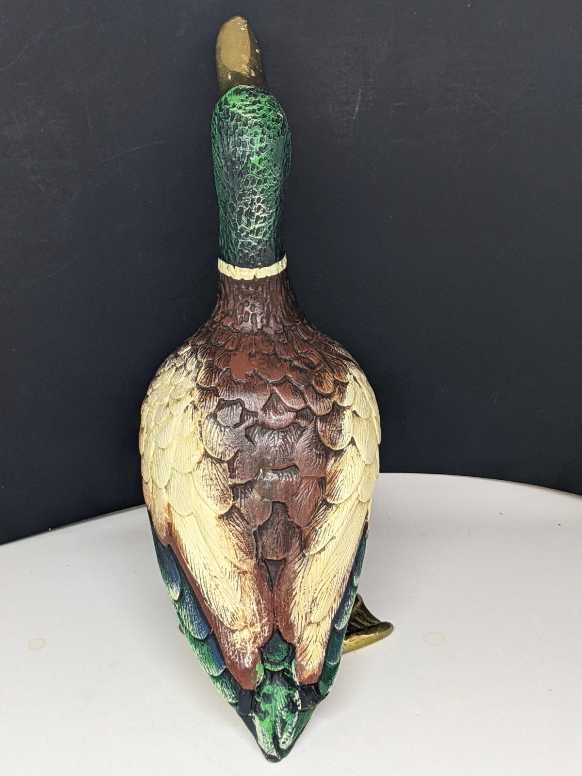 Vintage Signed Malevolti Italy Mallard Duck, Brass Feet and Beak, Glass ...