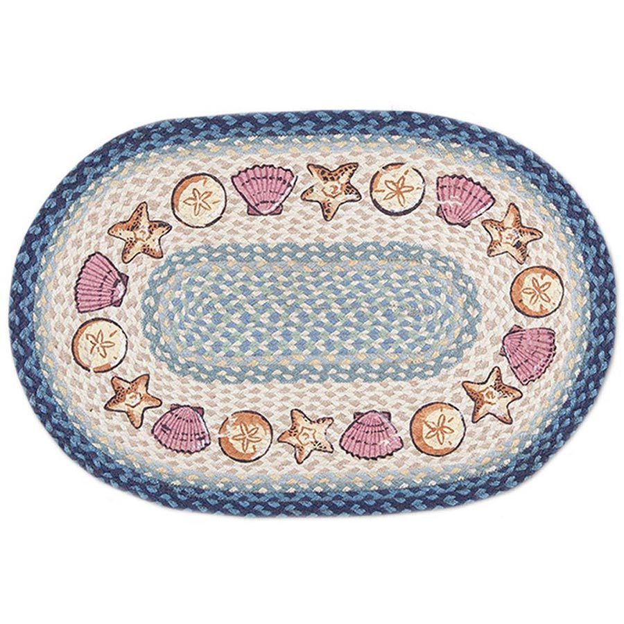 Sea Shells Oval Braided Patch Rug 20"x30" by Earth Rugs OP-362 | eBay