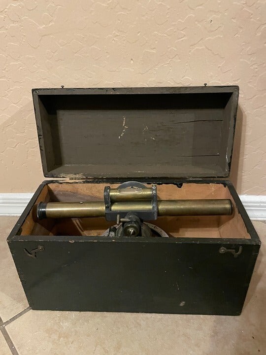 Antique Surveying Transit Level Scope in Wooden Case | eBay