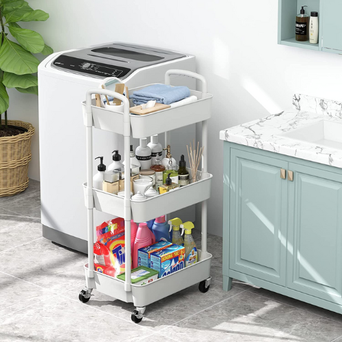 Sywhitta 3-Tier Plastic Rolling Utility Cart with Handle, Multi-Functional | eBay