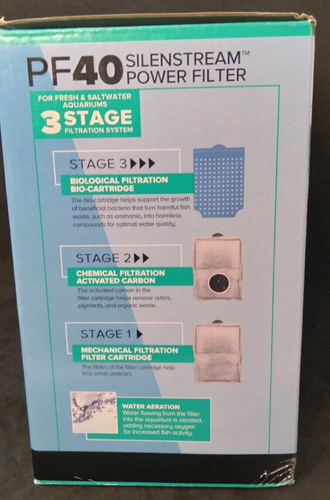 Top Fin Silentstream 3 Stage Power Filter PF 40 30-40 Gallon Aquarium ...