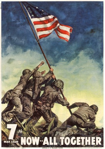Iwo Jima Flag Raising Poster - US Army Japenese Battle, Marine Corps ...